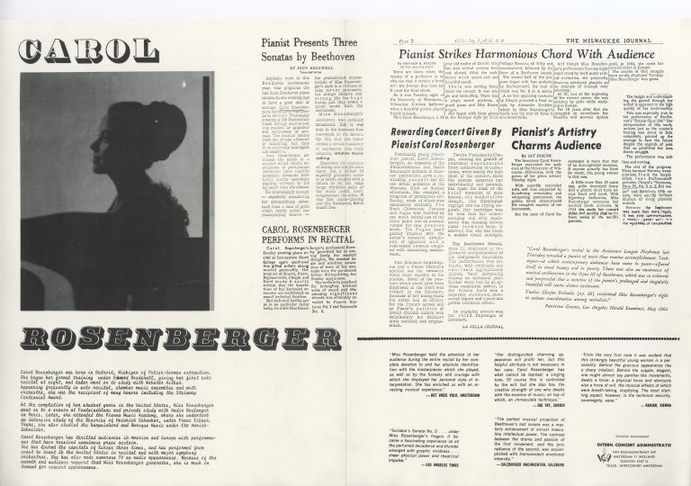 Career | Carol Rosenberger | Concert Pianist, Recording Artist, Author