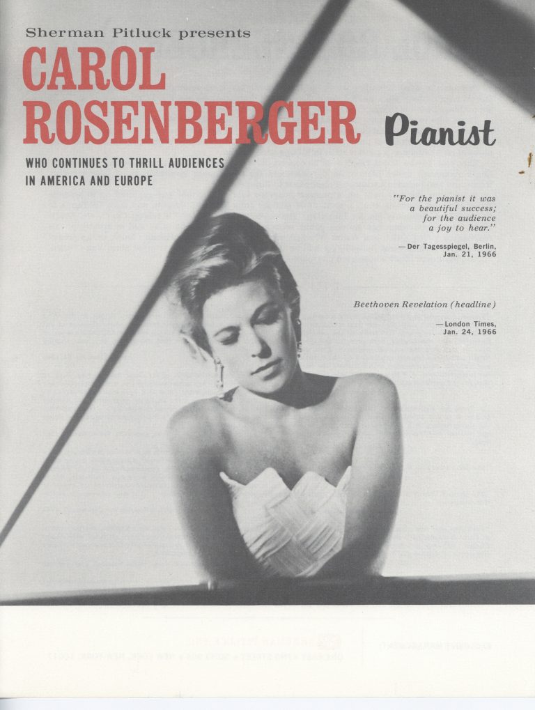 Career | Carol Rosenberger | Concert Pianist, Recording Artist, Author